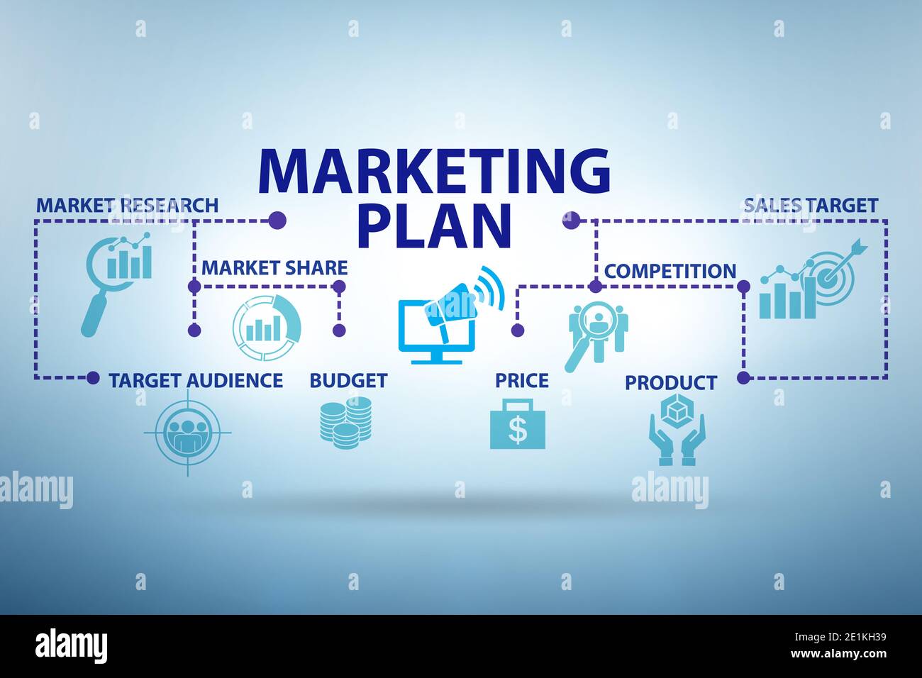 Marketing concept illustration with the key elements Stock Photo - Alamy