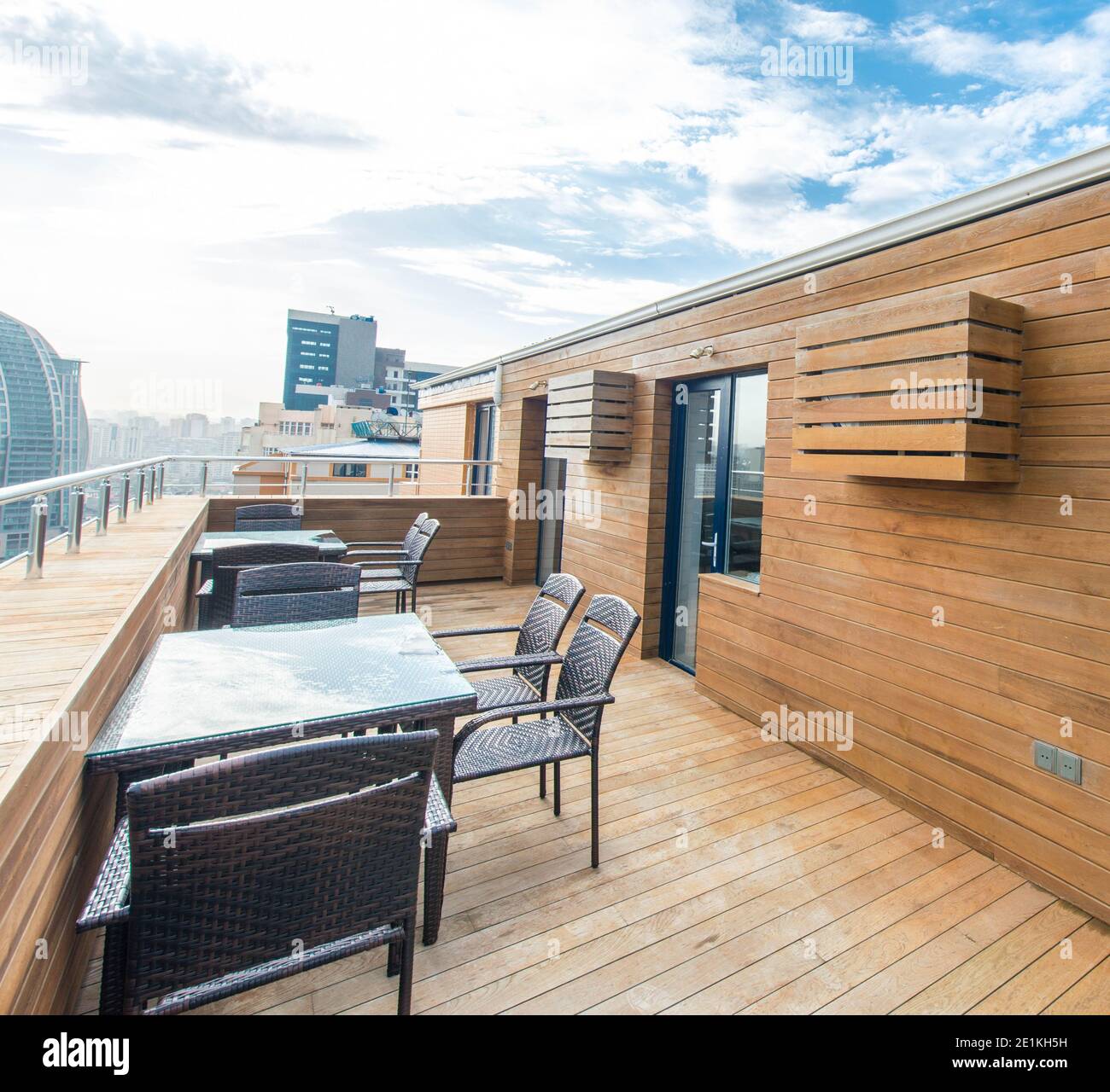 The terrace cafe on top floor Stock Photo - Alamy