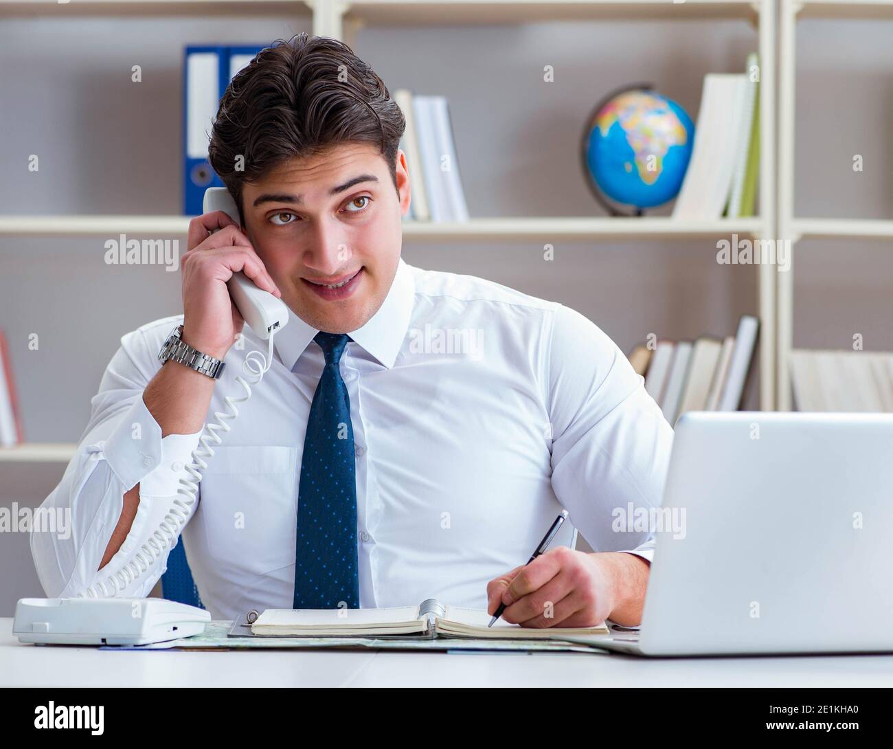 The businessman operator agent working in the office Stock Photo - Alamy