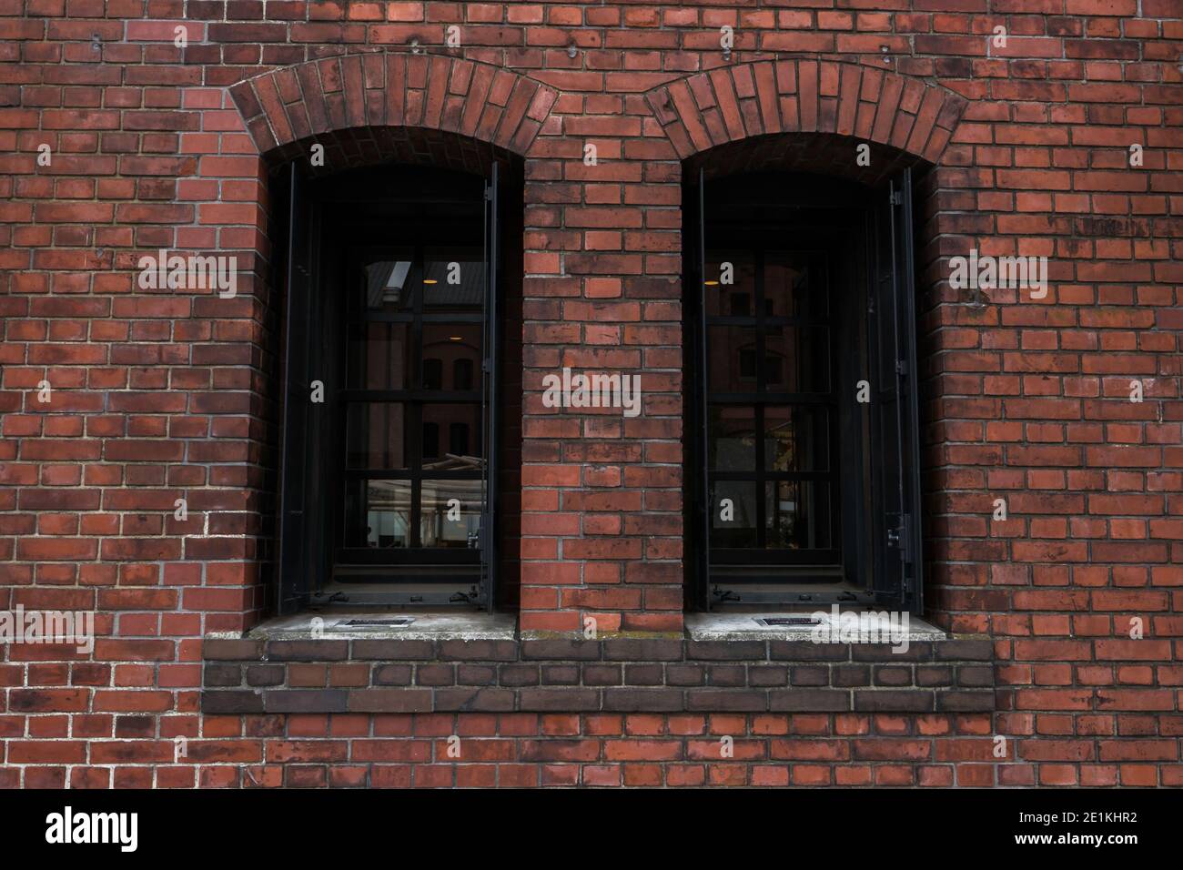 Old building of red block wall Stock Photo - Alamy