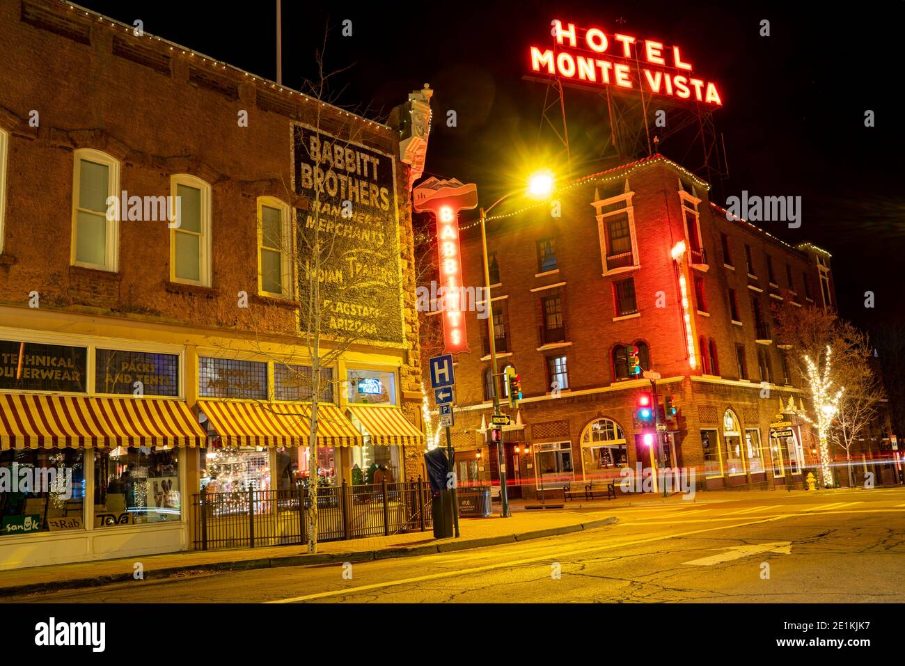Downtown Flagstaff, Arizona lit up for the holidays Stock Photo - Alamy