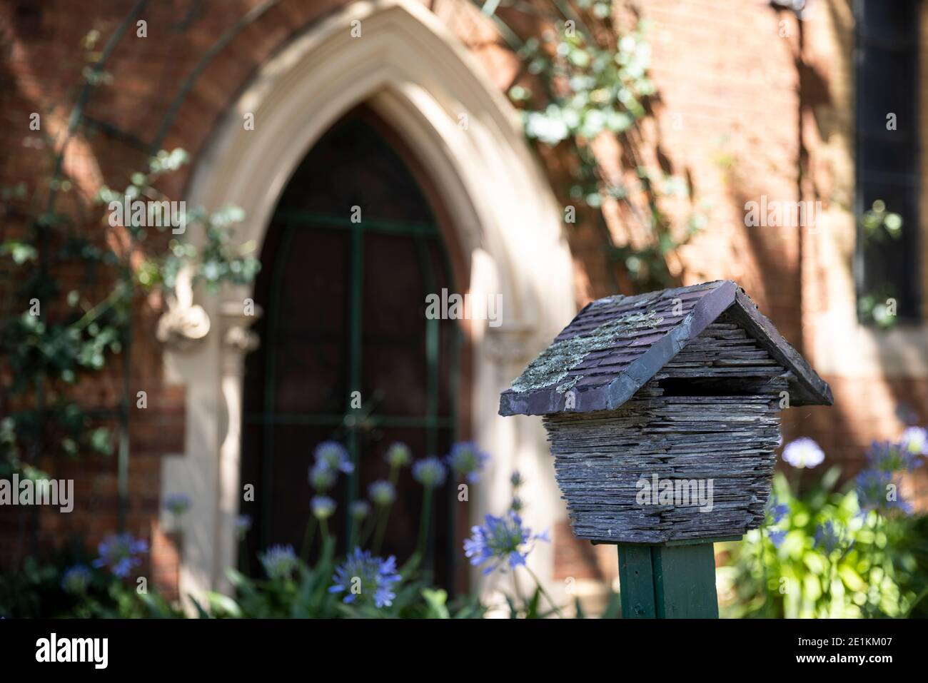 Ornamental slate letterbox outside a church in Beechworth, Victoria ...