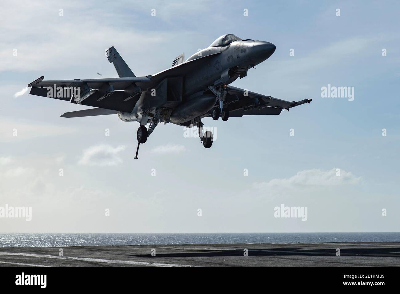 A U.S. Navy F/A-18E Super Hornet fighter aircraft, assigned to the ...