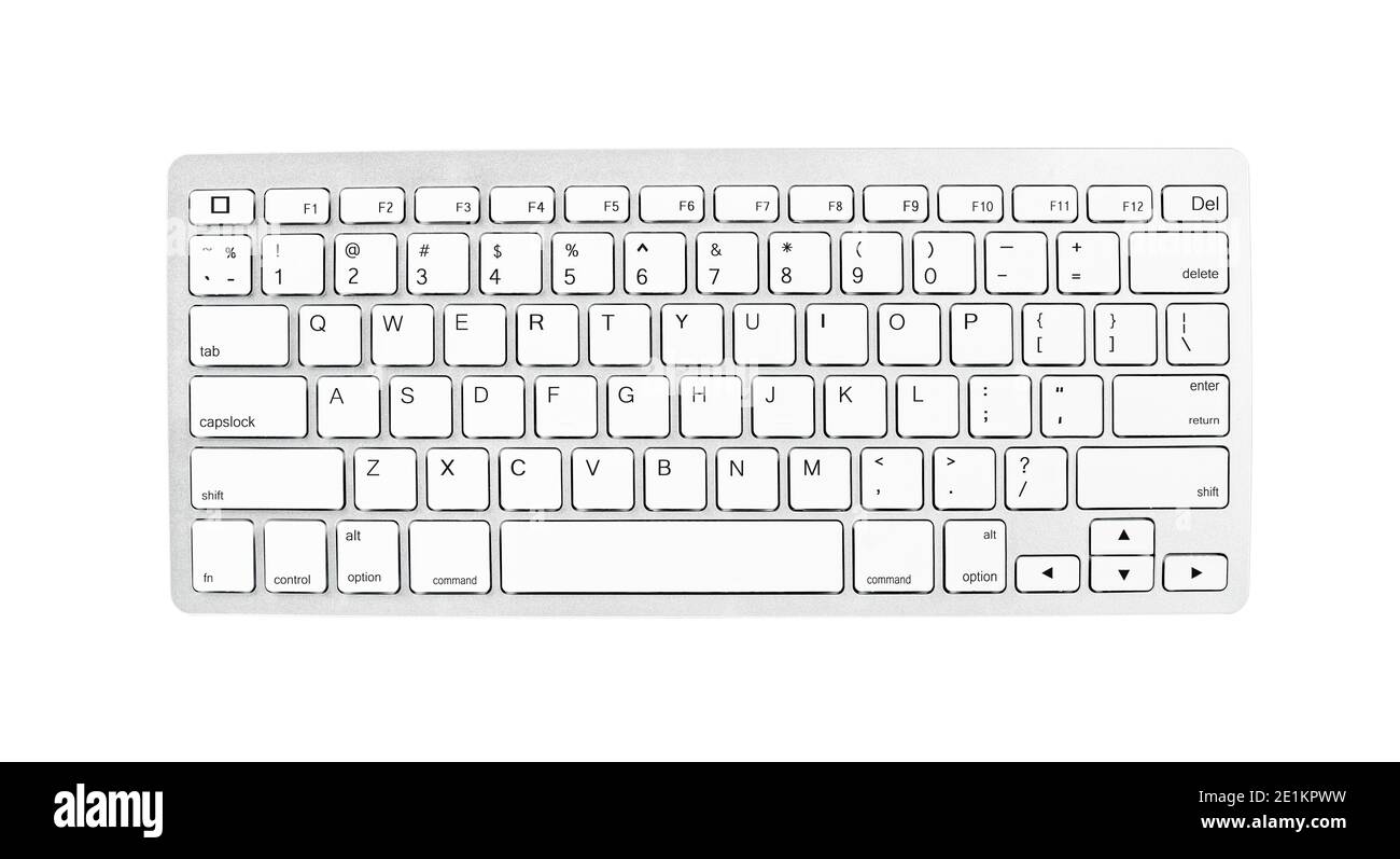 Top View Wireless Keyboard New Model With Aluminium Isolated on White ...