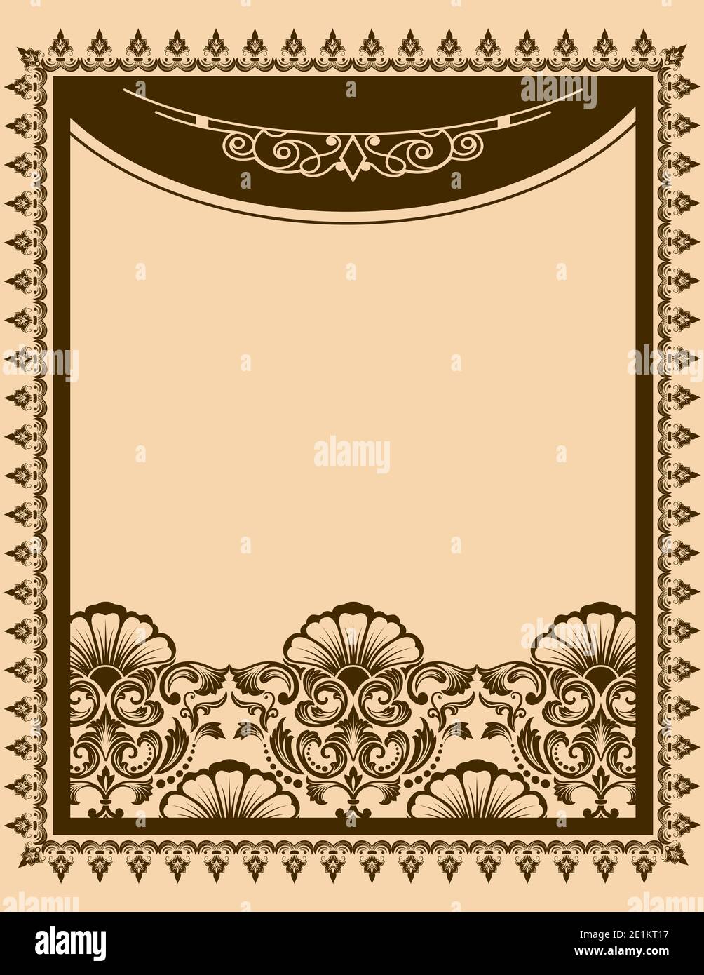 Decorative background with elegant floral patterns and border. Vintage ...