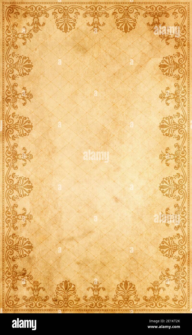 Old paper background with vintage ornamental border Stock Photo - Alamy