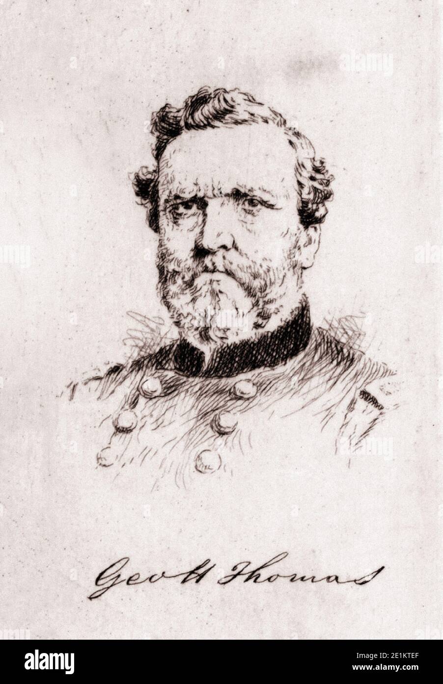 Vintage engraving of general George Thomas. George Henry Thomas (1816 – 1870) was a United ...