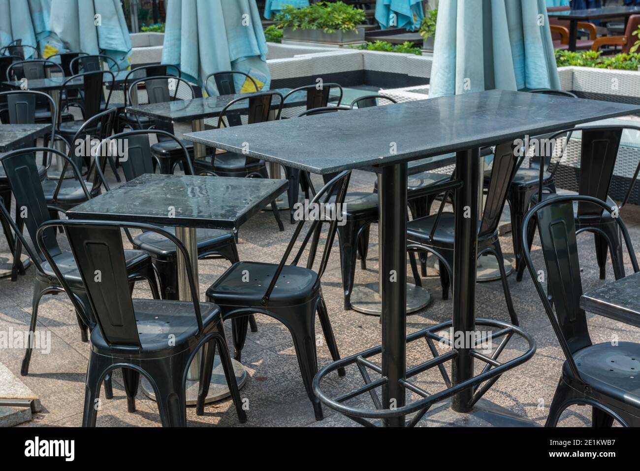 Lost of tables and chairs at restaurant or pub Stock Photo - Alamy