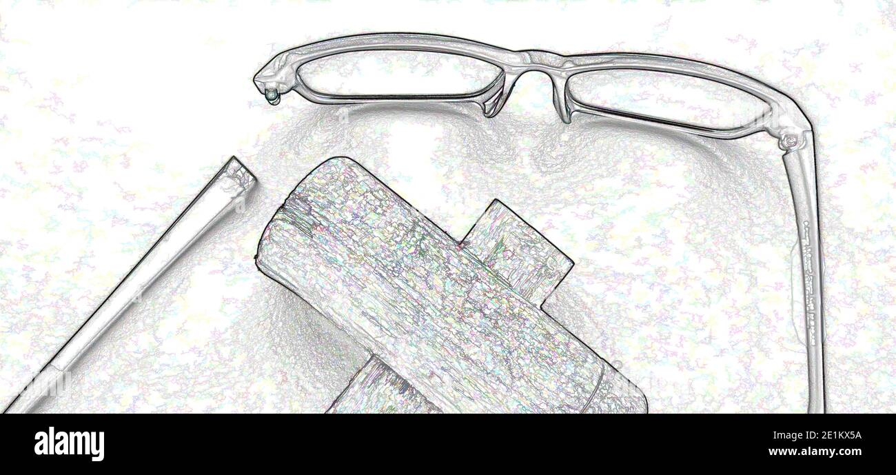 Set of glasses smashed to pieces with a wooden hammer in black and ...