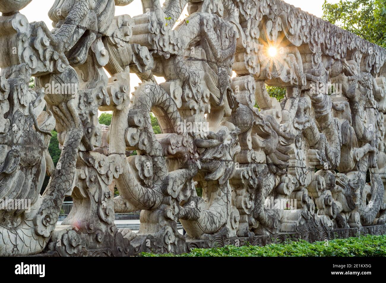 Chinese dragon culture - Chinese dragon carved in the stone wall Stock ...