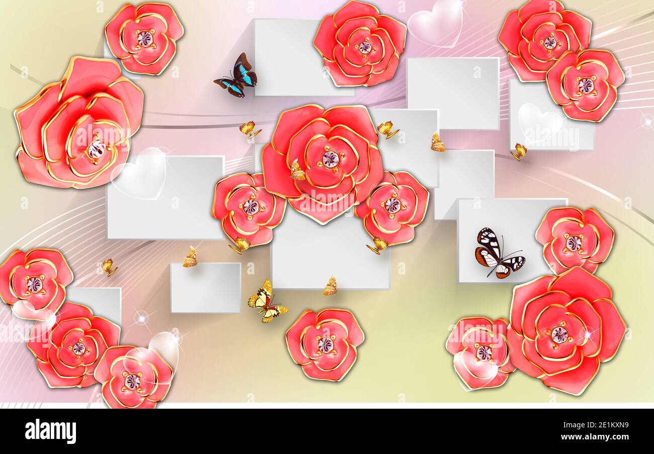 3d wallpaper design and beautiful wall brick background Stock Photo - Alamy