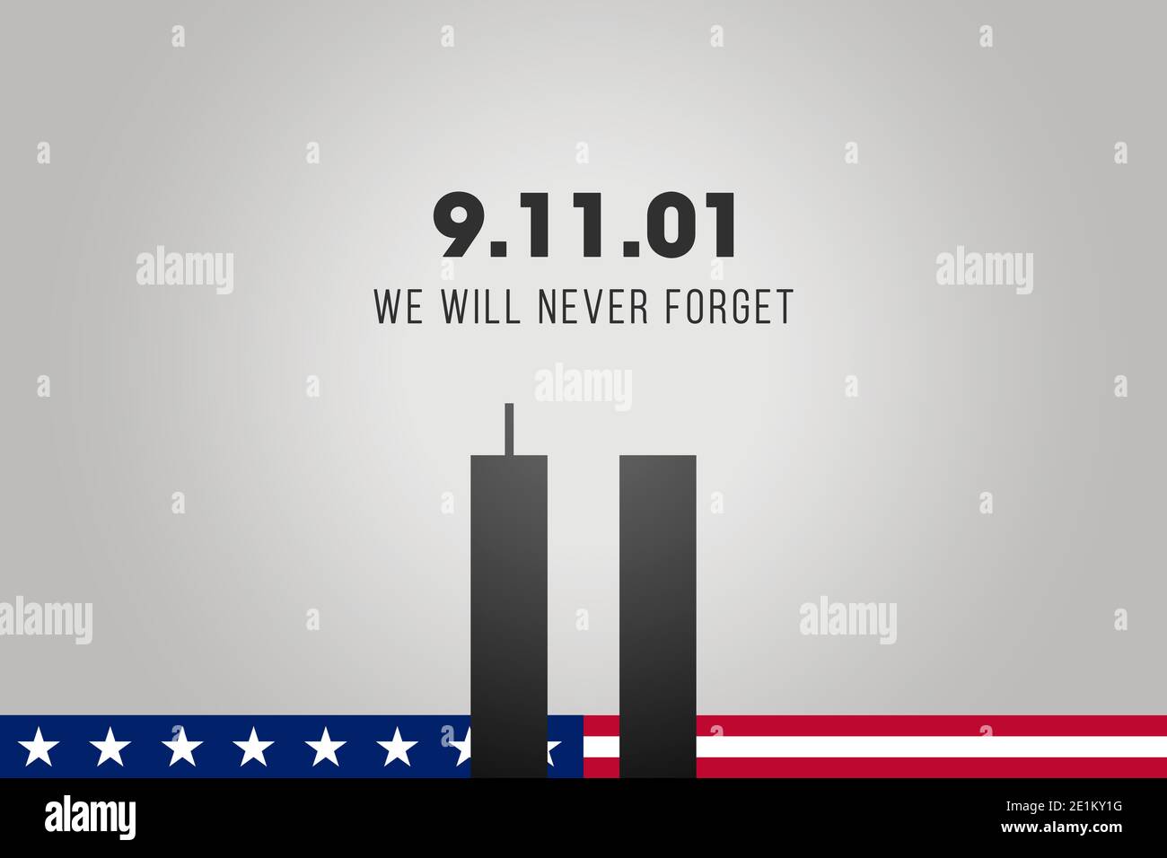 Always Remember 9 11. Number nine and the twin towers representing the ...