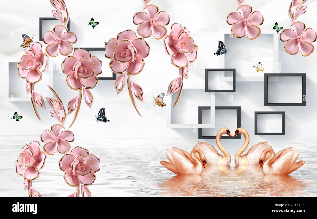 3d wallpaper design and beautiful wall brick background Stock Photo - Alamy