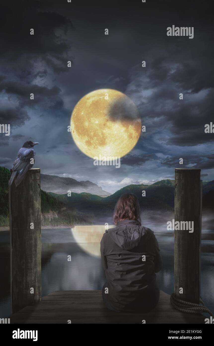 Alone thinking moody outdoors hi-res stock photography and images - Alamy