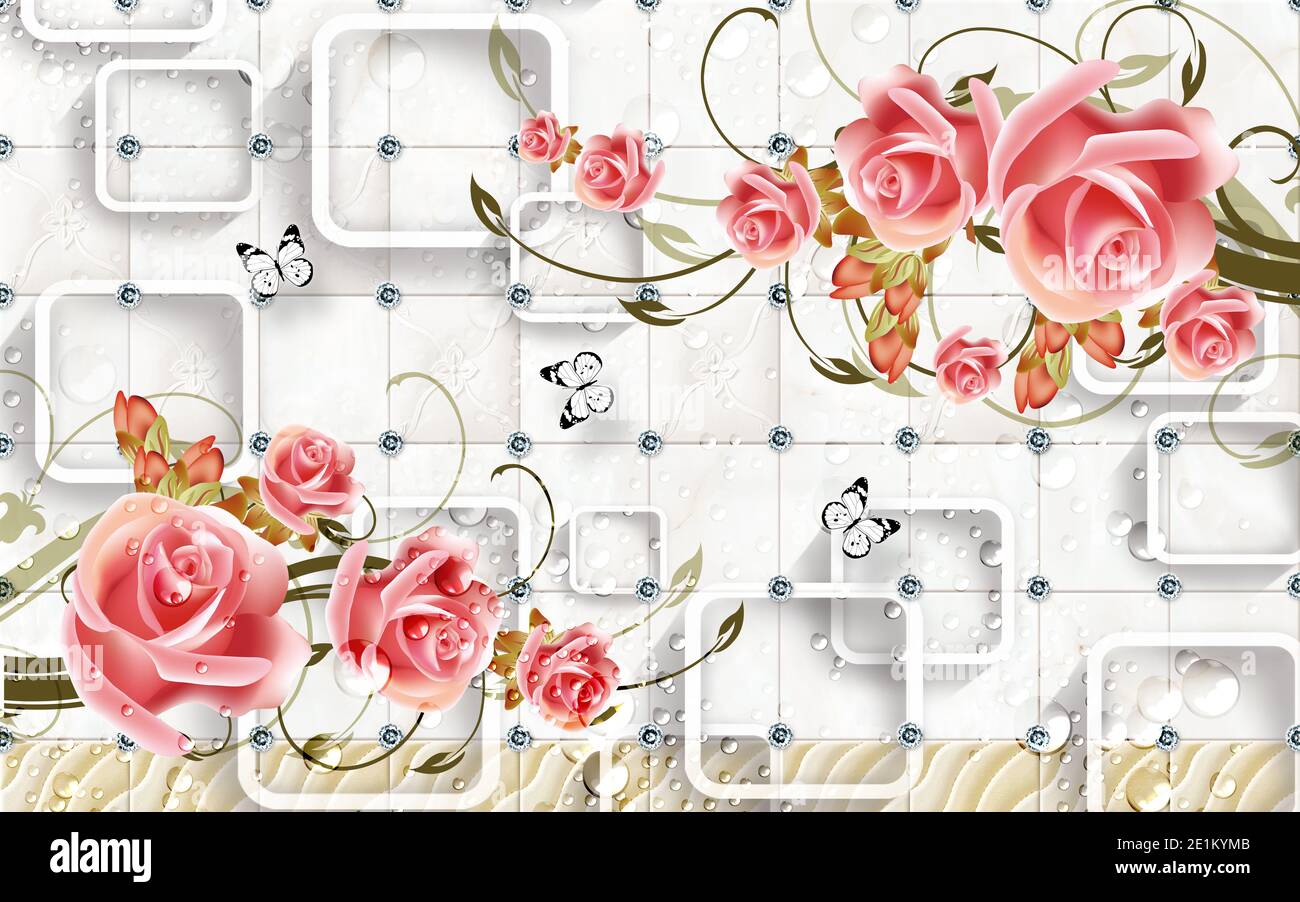 3d wallpaper design and beautiful wall brick background Stock Photo - Alamy