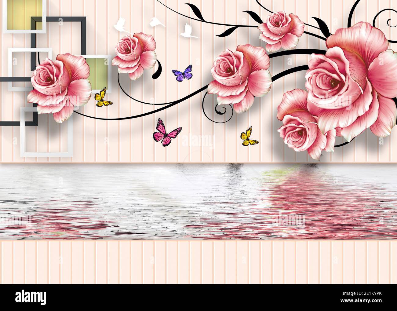 3d wallpaper design and beautiful wall brick background Stock Photo - Alamy