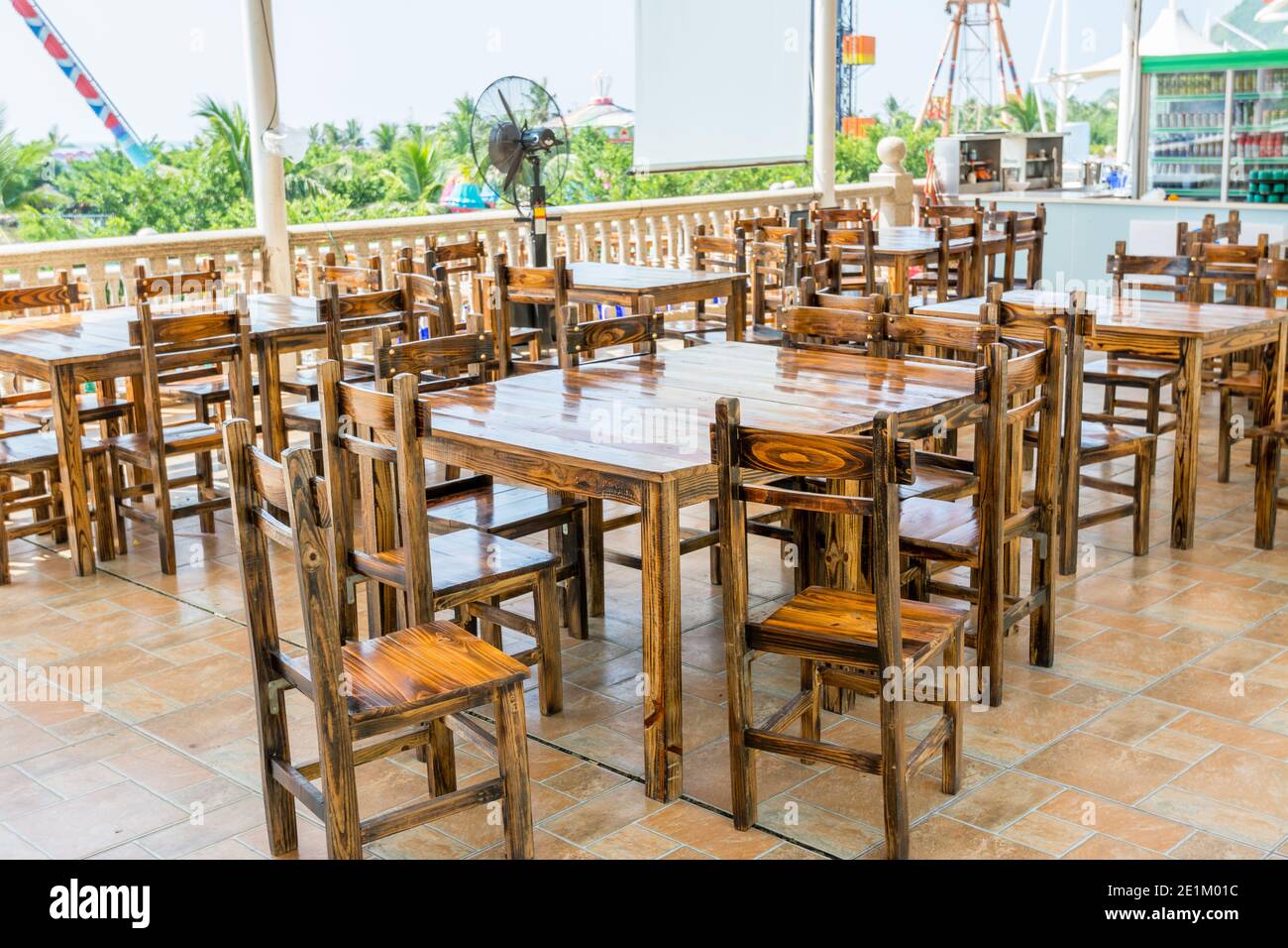 Chinese style wooden tables and Chair at the restaurant or pub in ...