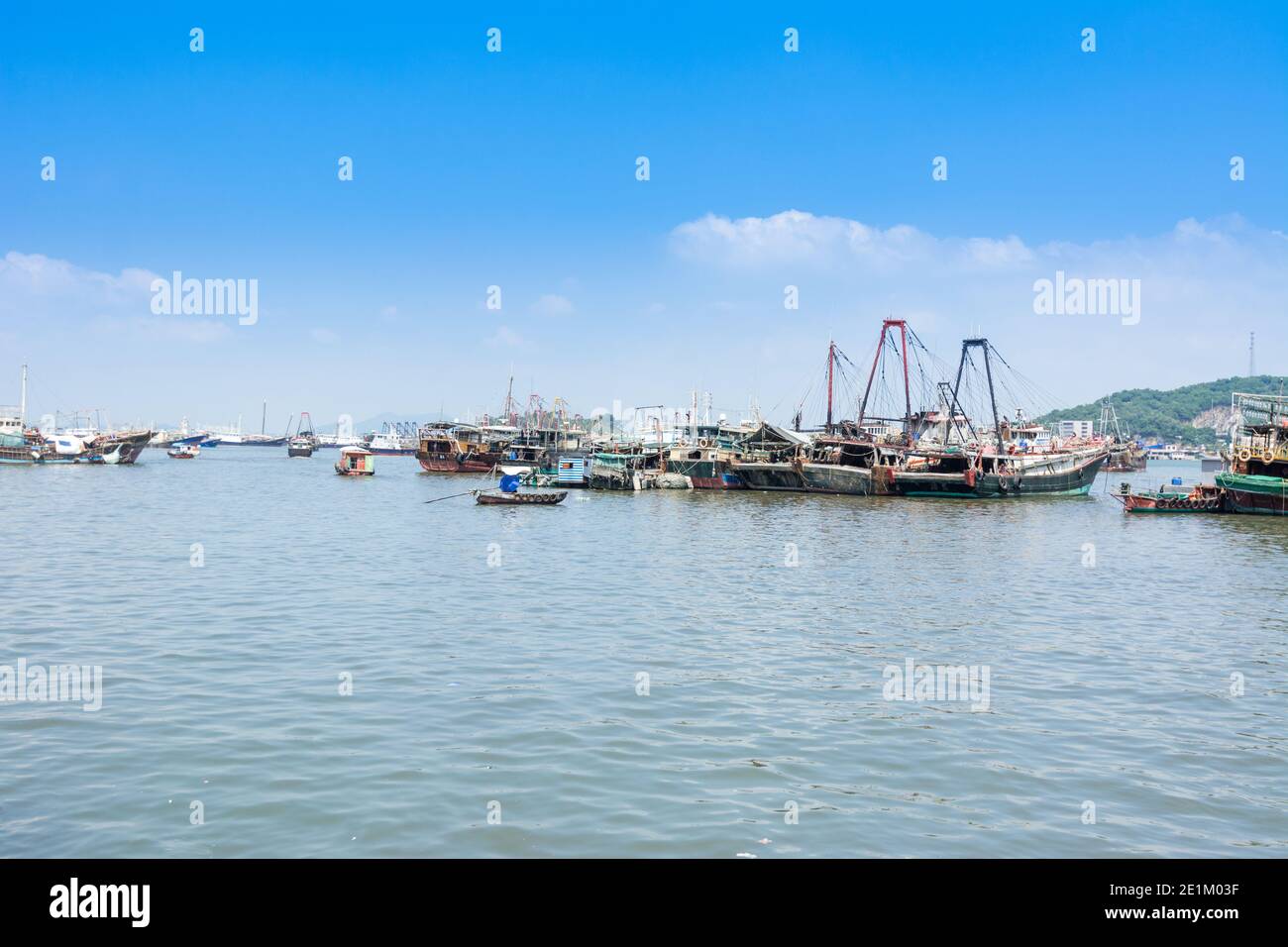 Fishing boats parking at Hailing Island of Yangjiang port of China ...