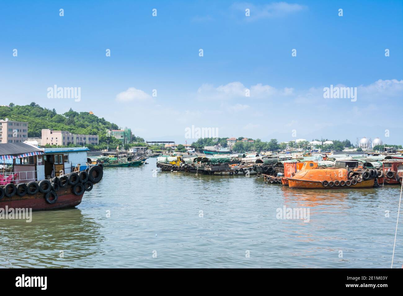 Fishing boats parking at Hailing Island of Yangjiang port of China ...