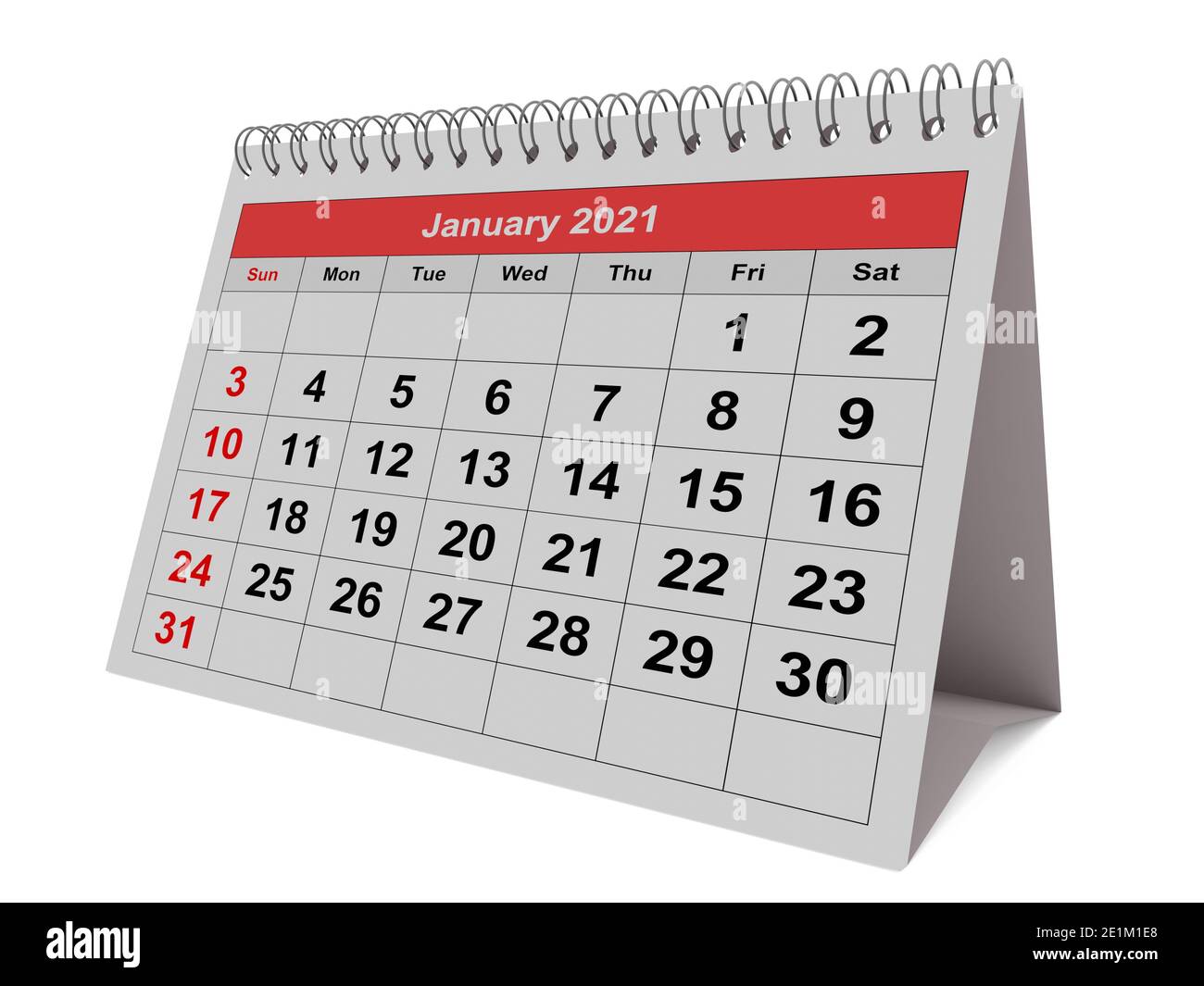 One page of the annual monthly calendar - month January 2021 Stock ...