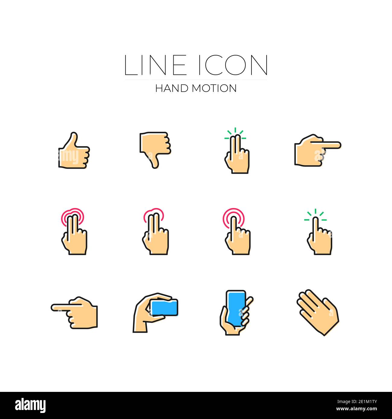 hand gestures flat color icons Stock Photo - Alamy