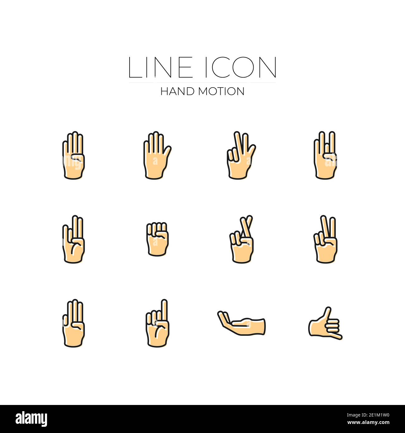 hand gestures flat color icons Stock Photo - Alamy