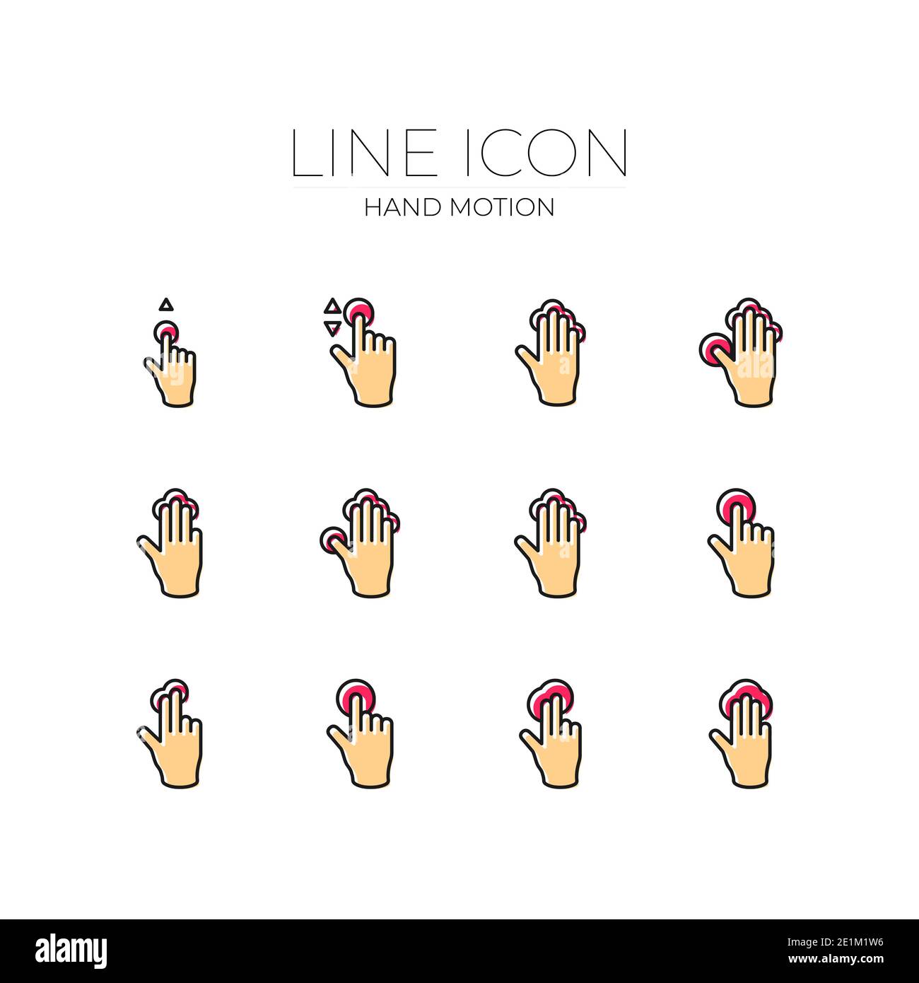 hand gestures flat color icons Stock Photo - Alamy