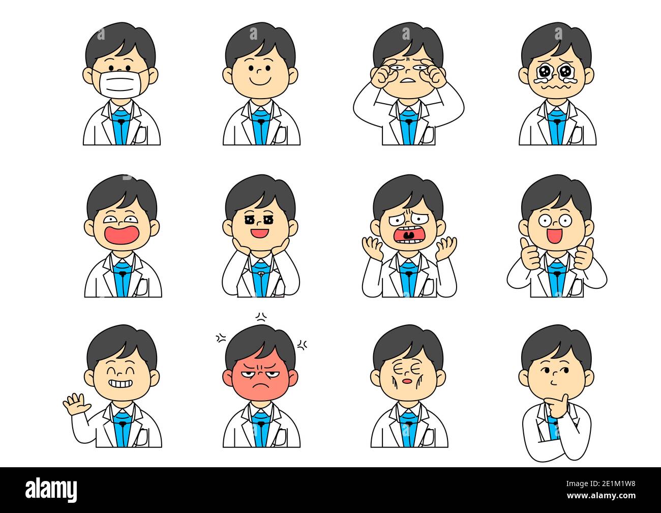 doctor character with various facial expressions and mask Stock Photo ...