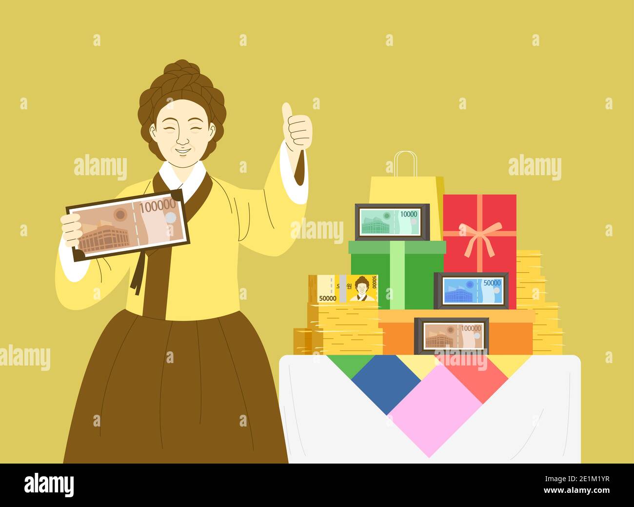 money flex themed illustration with Shin Saimdang character Stock Photo ...