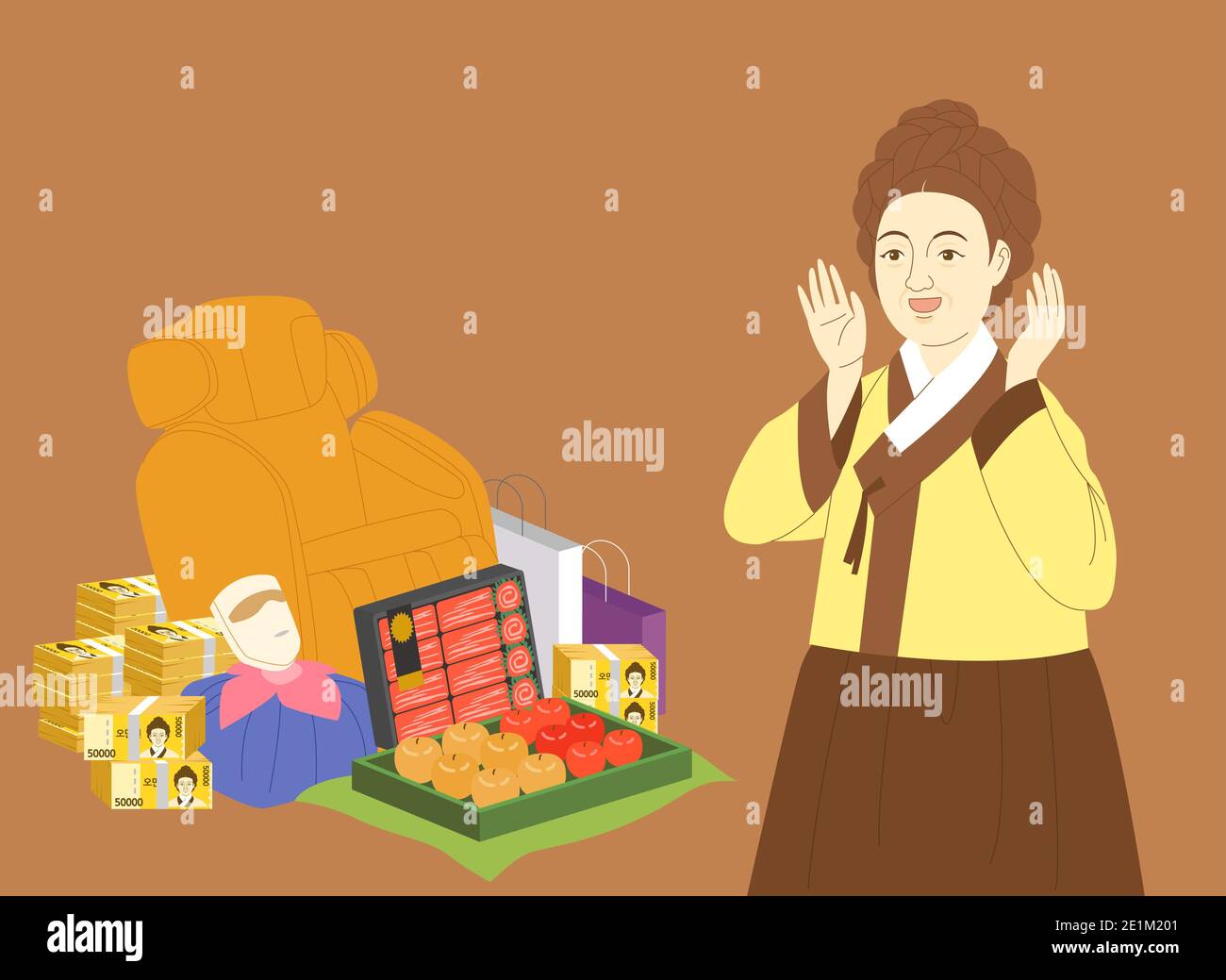 money flex themed illustration with Shin Saimdang character Stock Photo ...
