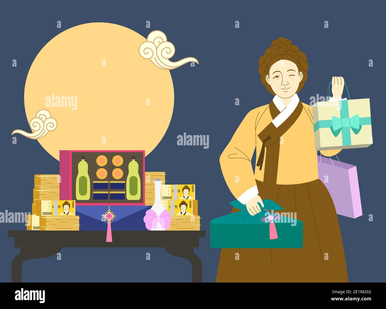 money flex themed illustration with Shin Saimdang character in ...