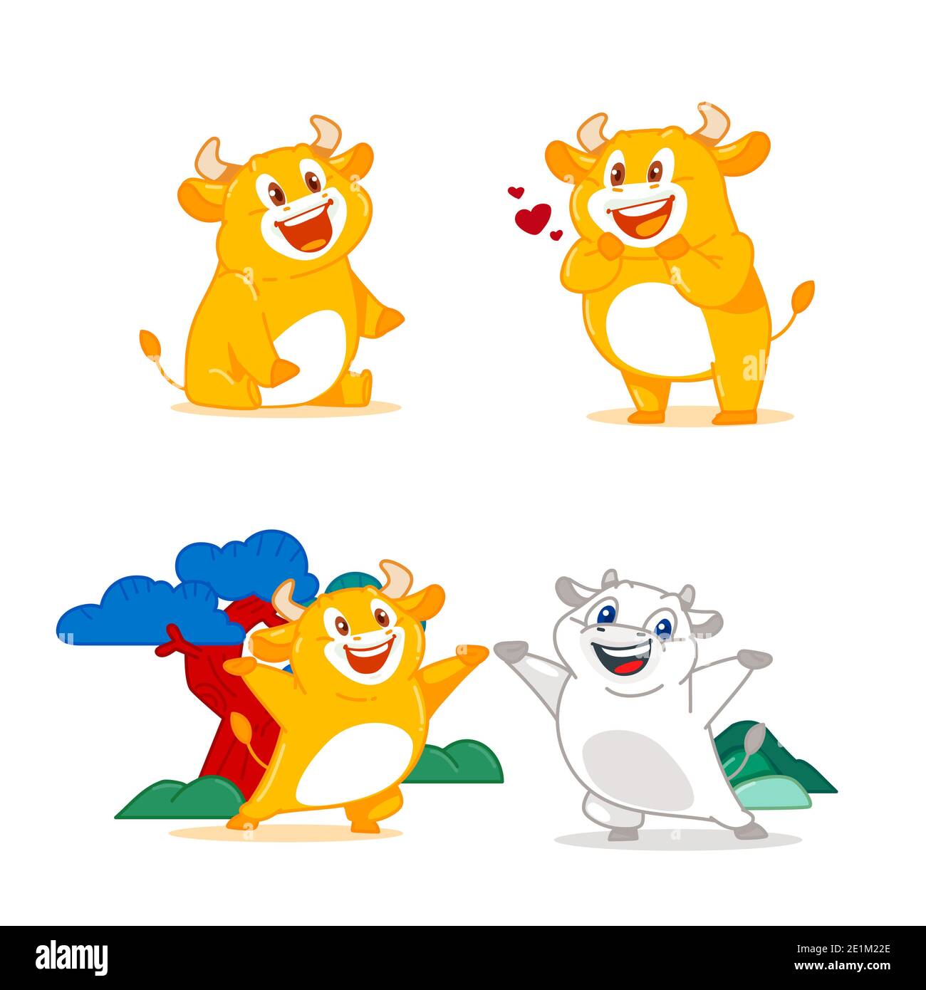 cow's year, cute cow characters Stock Photo - Alamy