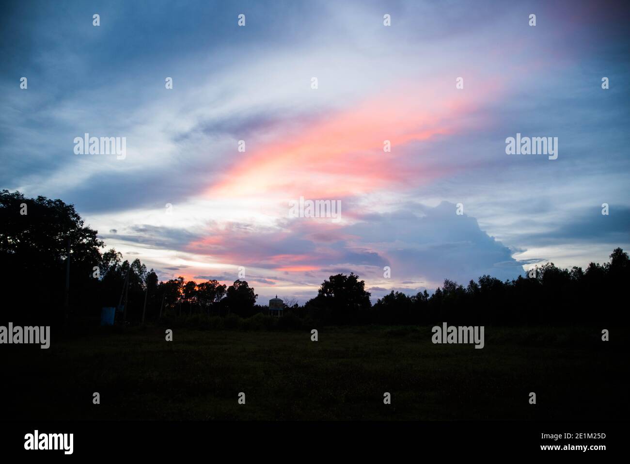 beautiful sunrise over the forest Stock Photo - Alamy
