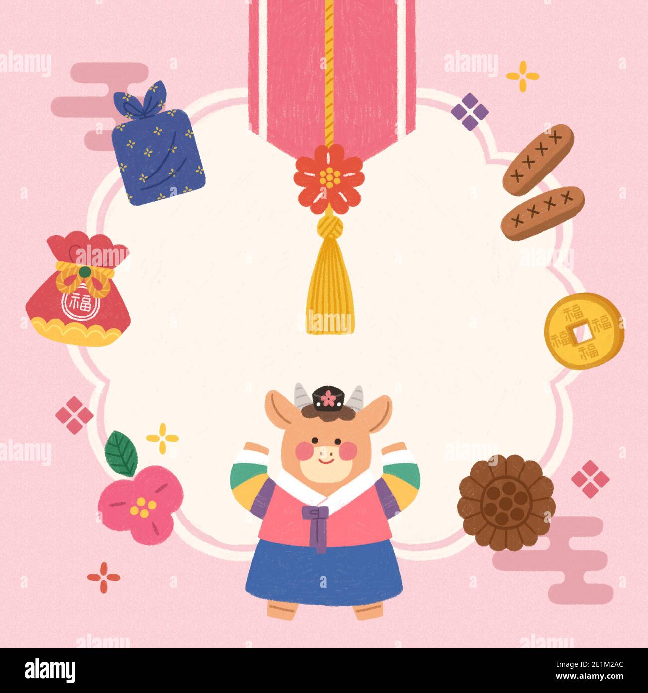 happy cow year greeting illustration Stock Photo - Alamy