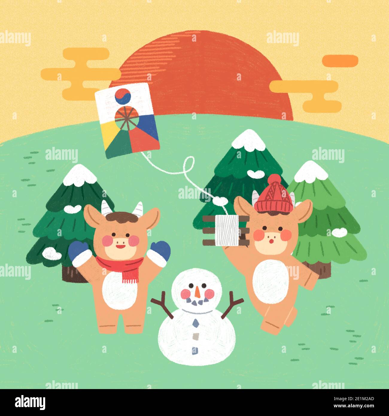 happy cow year greeting illustration Stock Photo - Alamy