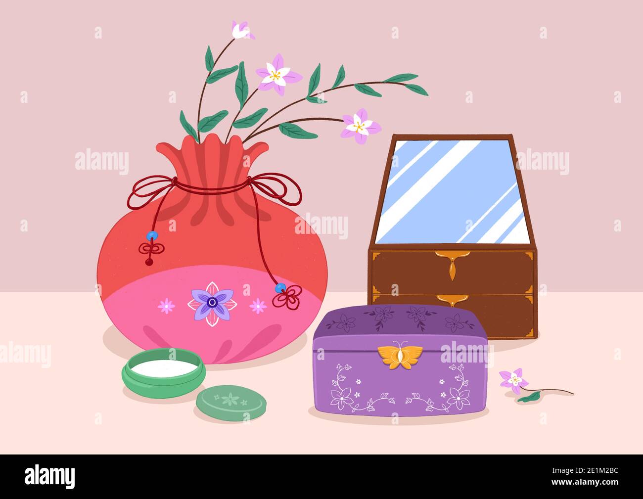 Korean new year objects illustration Stock Photo - Alamy