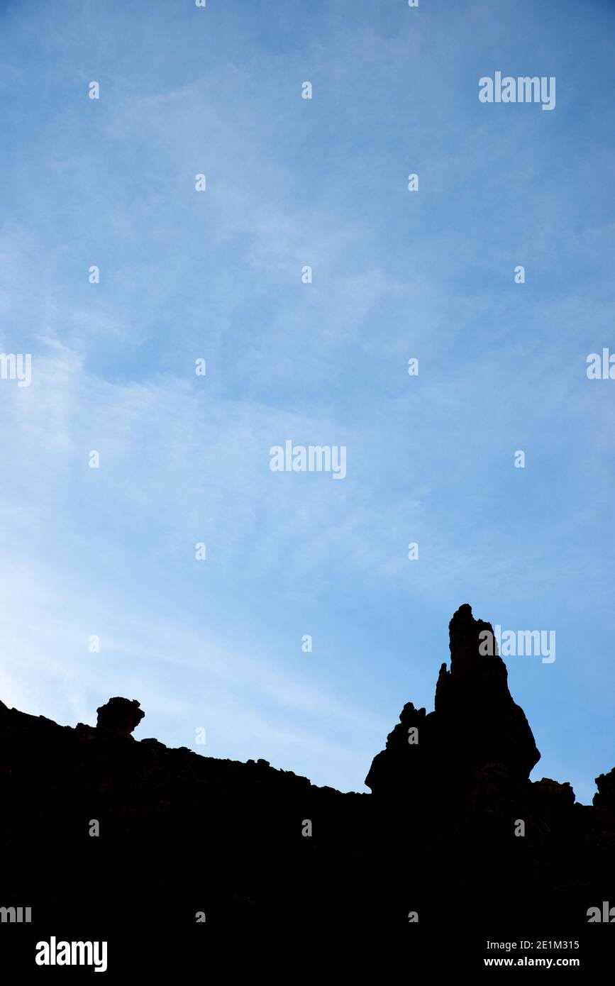 Silhouette of a rocky pinnacle in Canfranc Valley, Huesca province ...