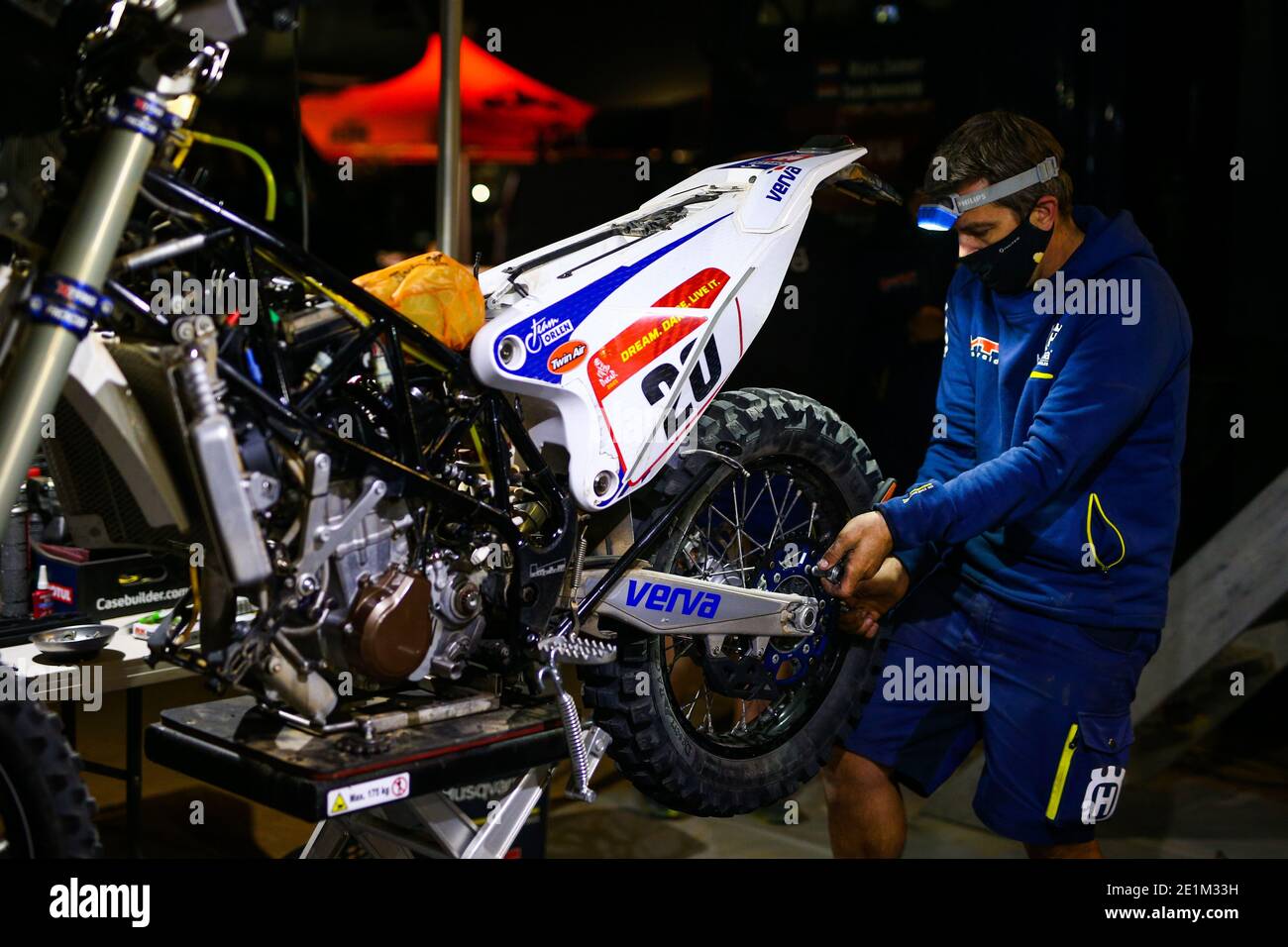 Tomiczek Adam (pol), Husqvarna, Orlen Team, Moto, Bike, bivouac during the 5th stage of the ...