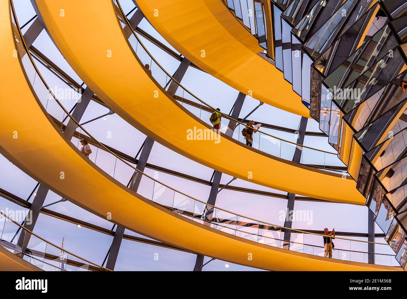 Berlin, Germany - July 28, 2019: Interior view of the helicoidal ramp ...