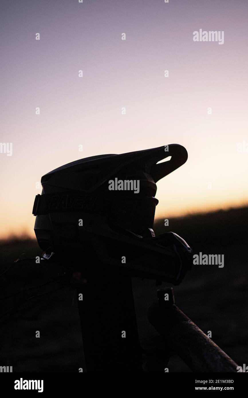 Grey Motocross Helmet Stock Photo - Alamy