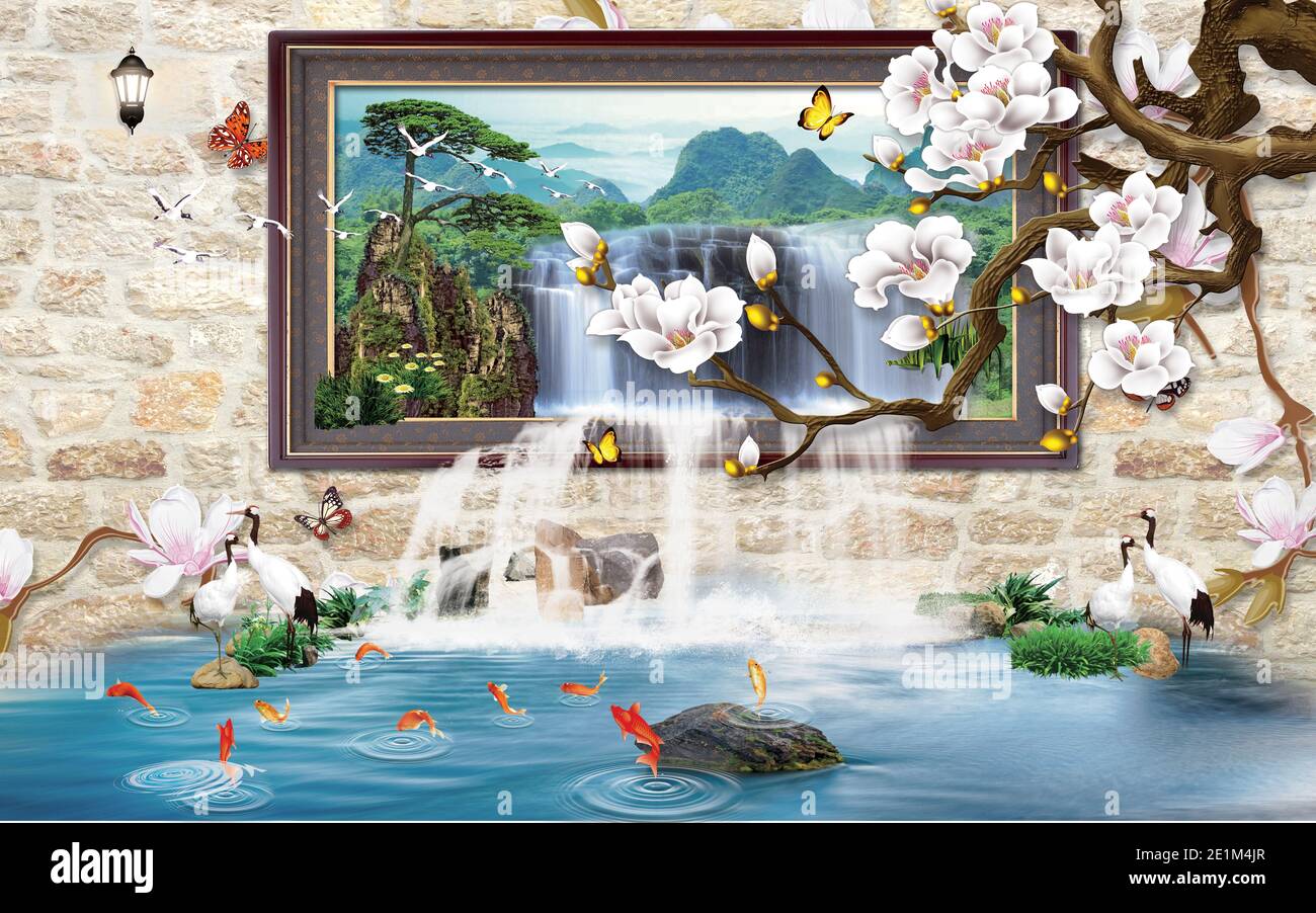 3d wallpaper design and beautiful wall brick background Stock Photo - Alamy