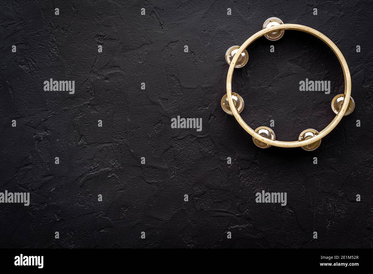 Musical instrument tambourine, top view. Music abstract background ...