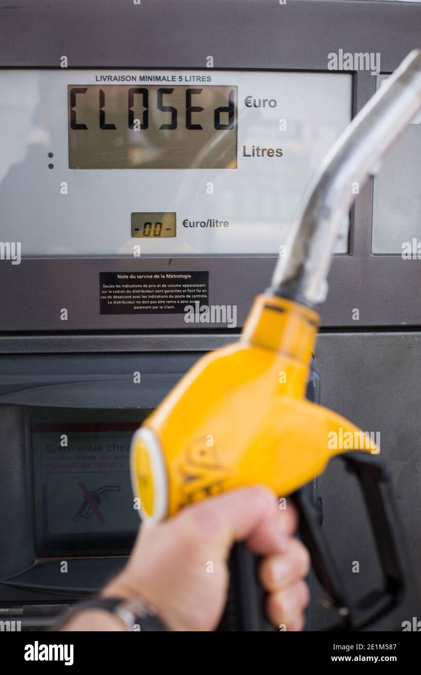 Colorfull fuel gasoline dispenser background. Fuel pumps station close ...