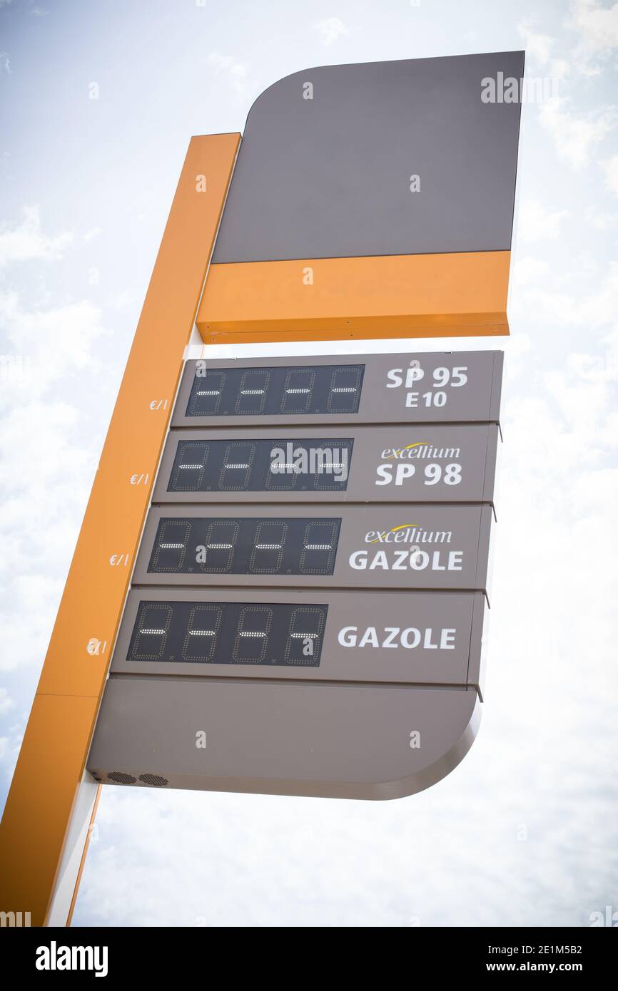 Colorfull fuel gasoline dispenser background. Fuel pumps station close ...