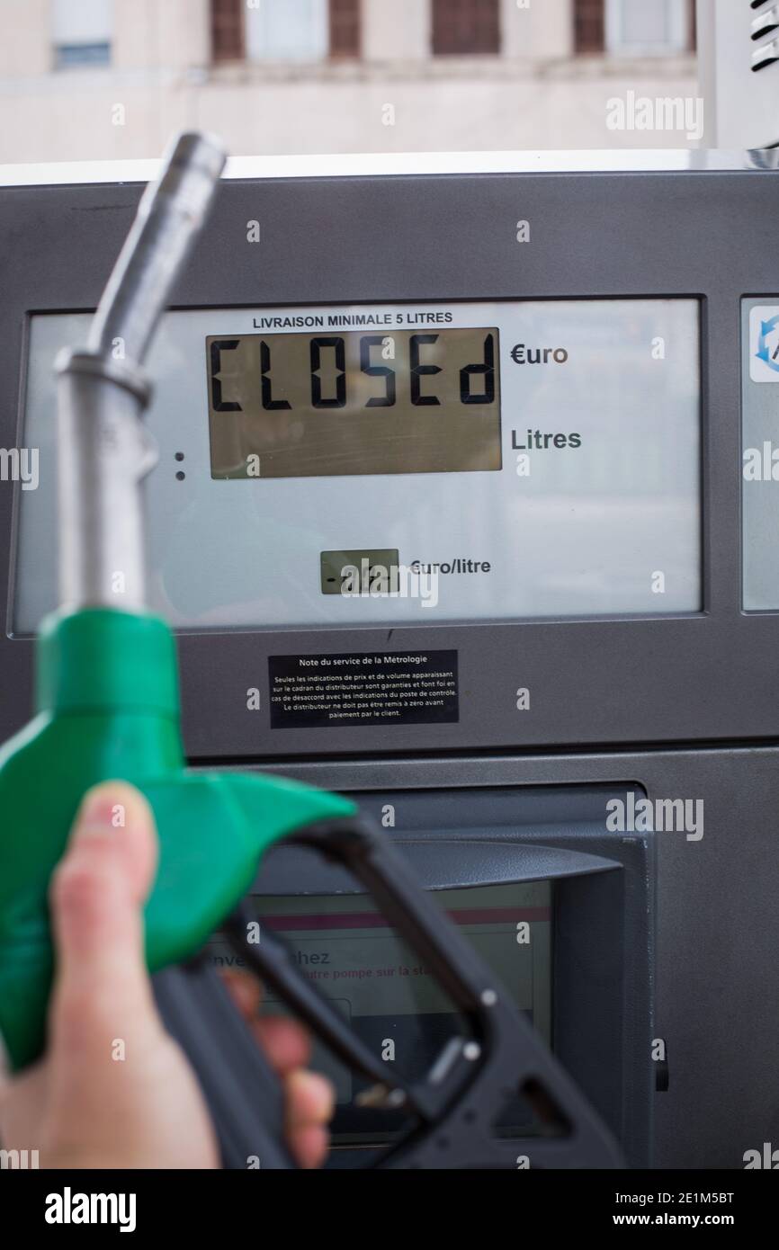 Colorfull fuel gasoline dispenser background. Fuel pumps station close ...