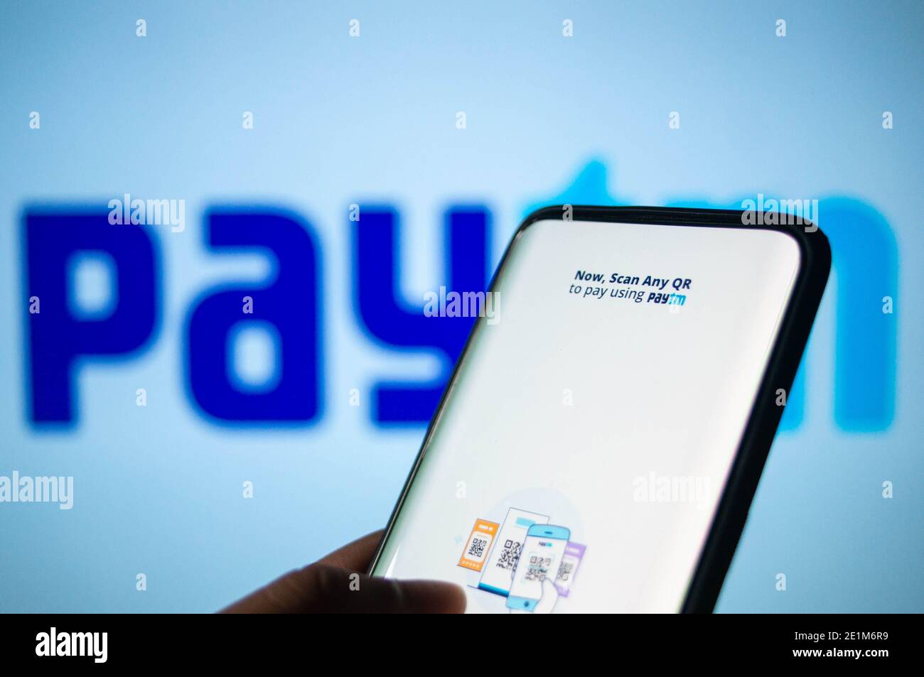 Paytm app logged in on a mobile infront of a white screen with Paytm ...