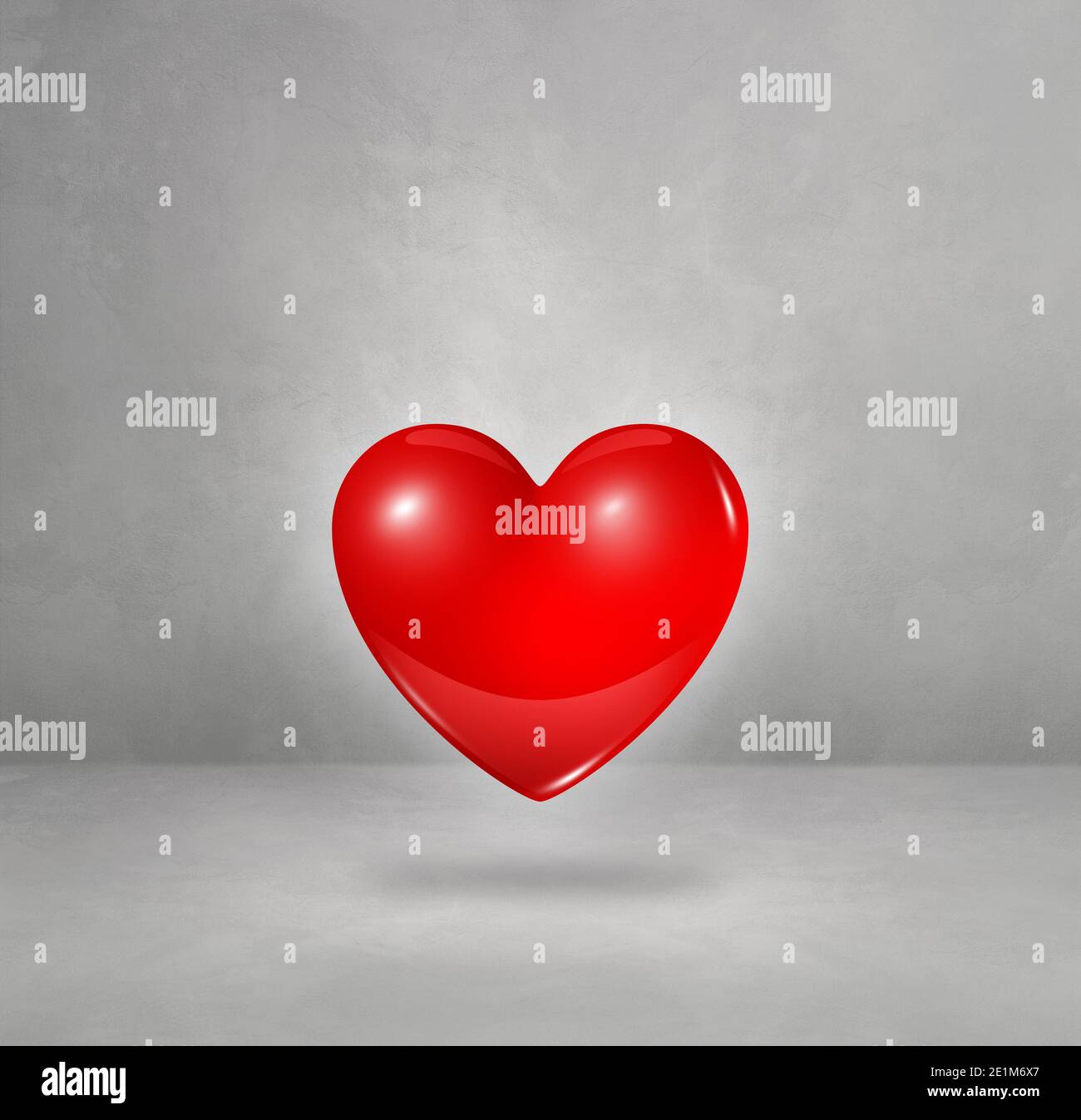 3D red heart isolated on a concrete studio background. 3D illustration ...