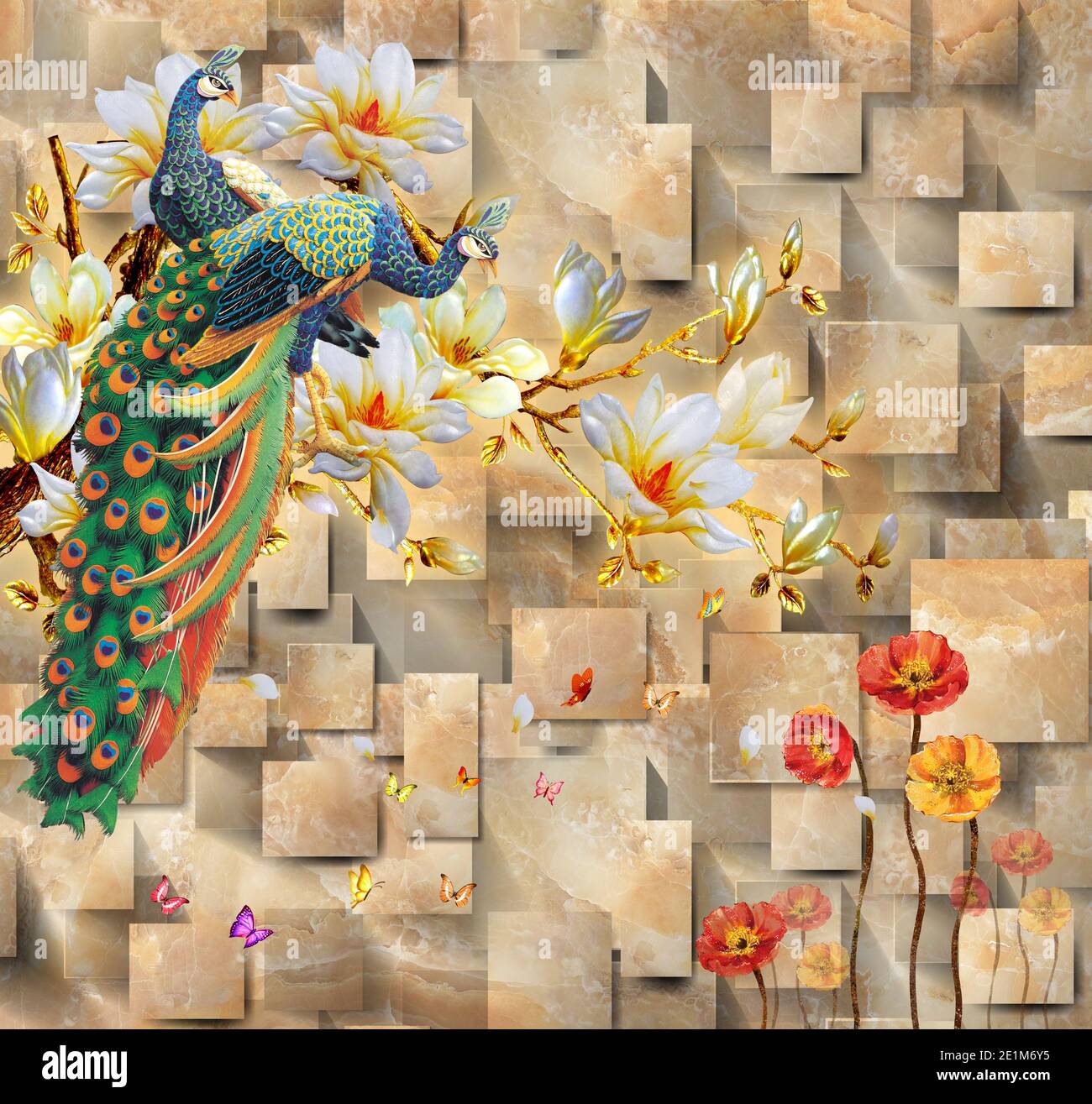 3d wallpaper design and beautiful wall brick background Stock Photo - Alamy