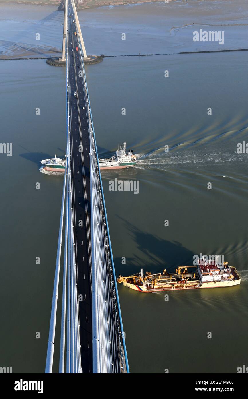 The Normandy Bridge on the estuary of the River Seine (Normandy ...
