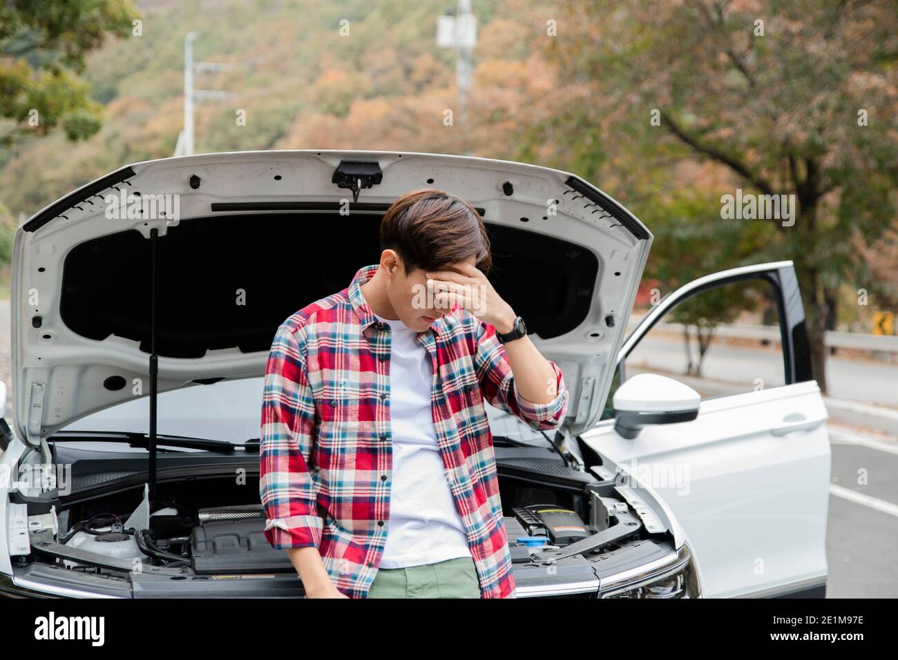 handsome Asian male model autumn travel concept Stock Photo - Alamy